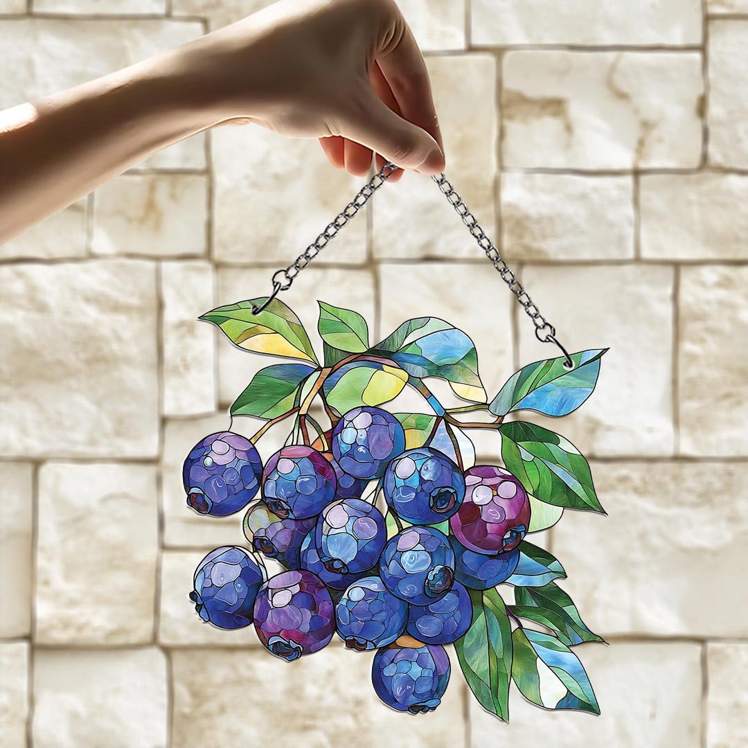Blueberry Acrylic Window Hanging, Blueberry Wall Art, Bilberry ...