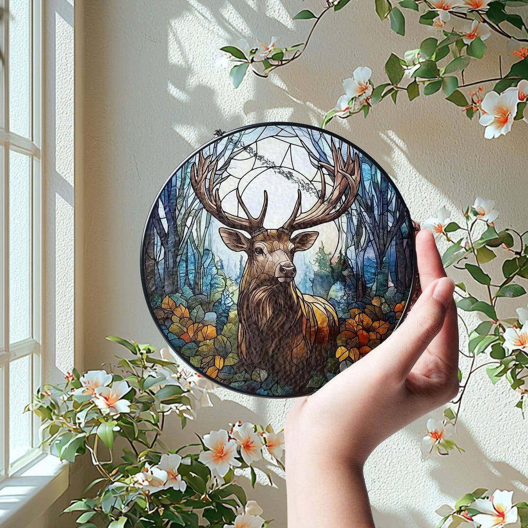 Forest Deer Suncatcher, Deer Hunting Lover Gift, Nature Animal Window ...