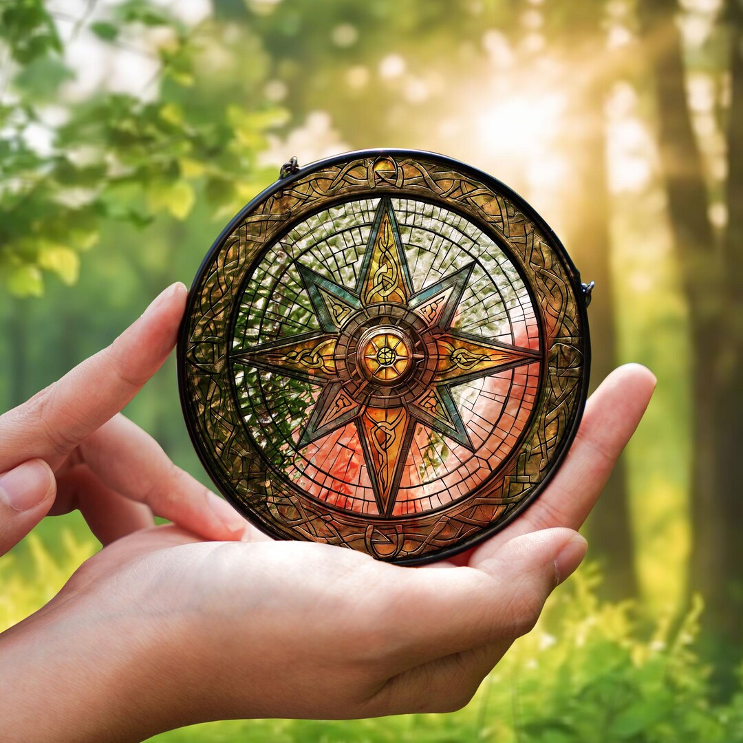 Compass Stained Glass Suncatcher, Gift for Pilot, Gift for Engineer ...