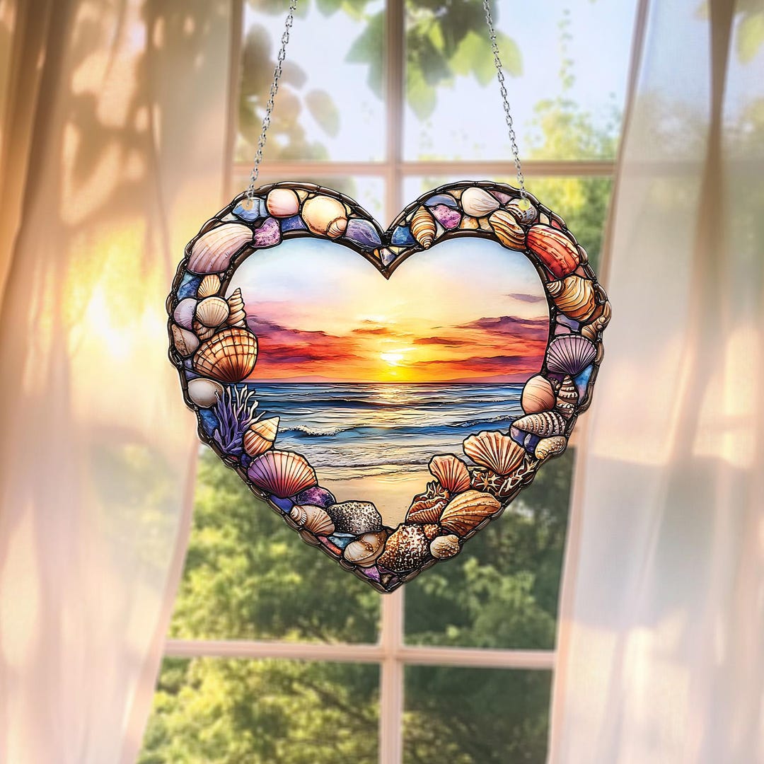 Beach Sunset Acrylic Window Hanging, Ocean Sunset Decor, Beach Window ...