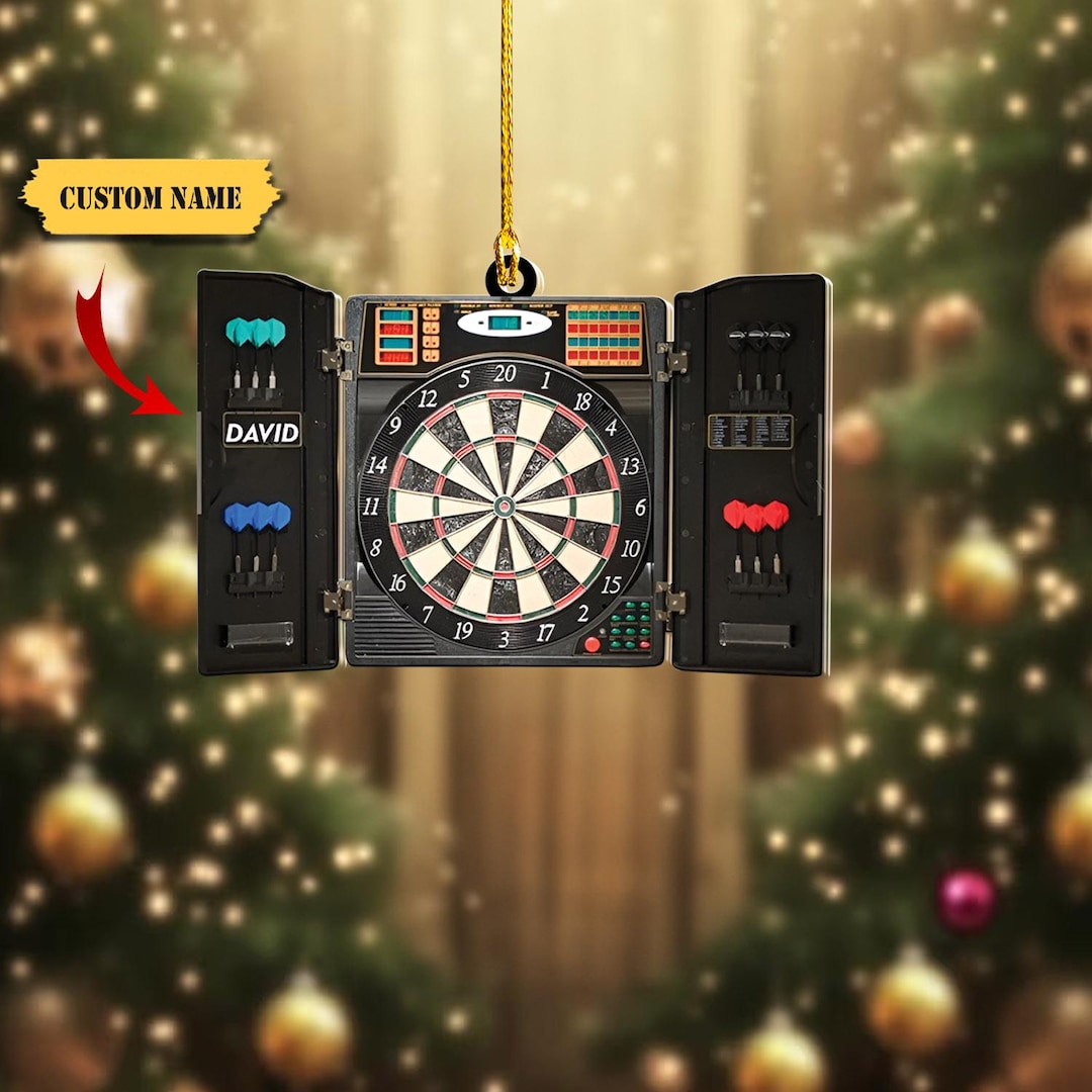 Personalized Dart Board Christmas Ornament 2D, Dart Board Xmas, Acrylic ...