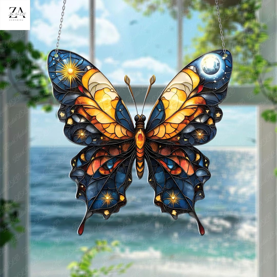 Monarch Butterfly Window Hanging, Mica Flowers, Flowers Acrylic Window ...