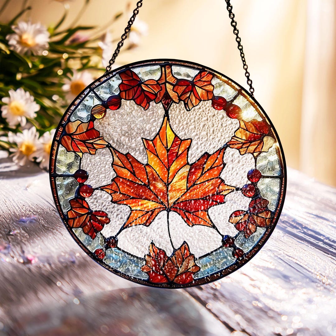 Maple Leaf Suncatcher, Fall Leaf Decor for Thanksgiving Autumn Party ...