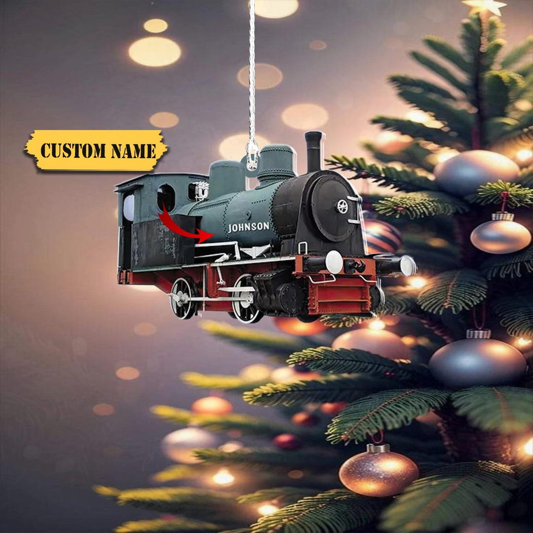 Train Christmas Ornament 2D, Railroader Christmas Ornament, Locomotive ...