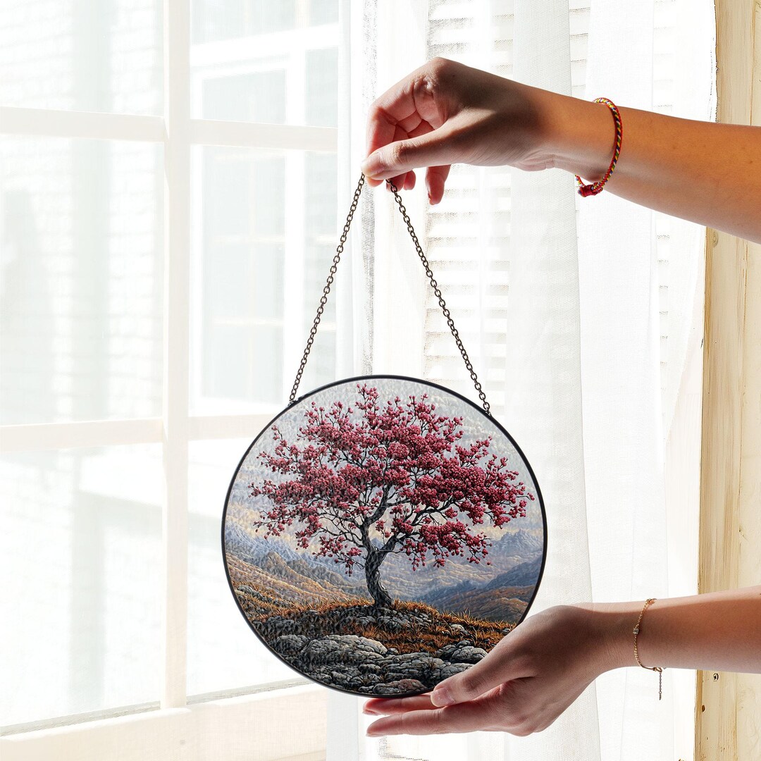 Cherry Tree Suncatcher Stained Glass, Gifts for Women, Cherry Tree for ...