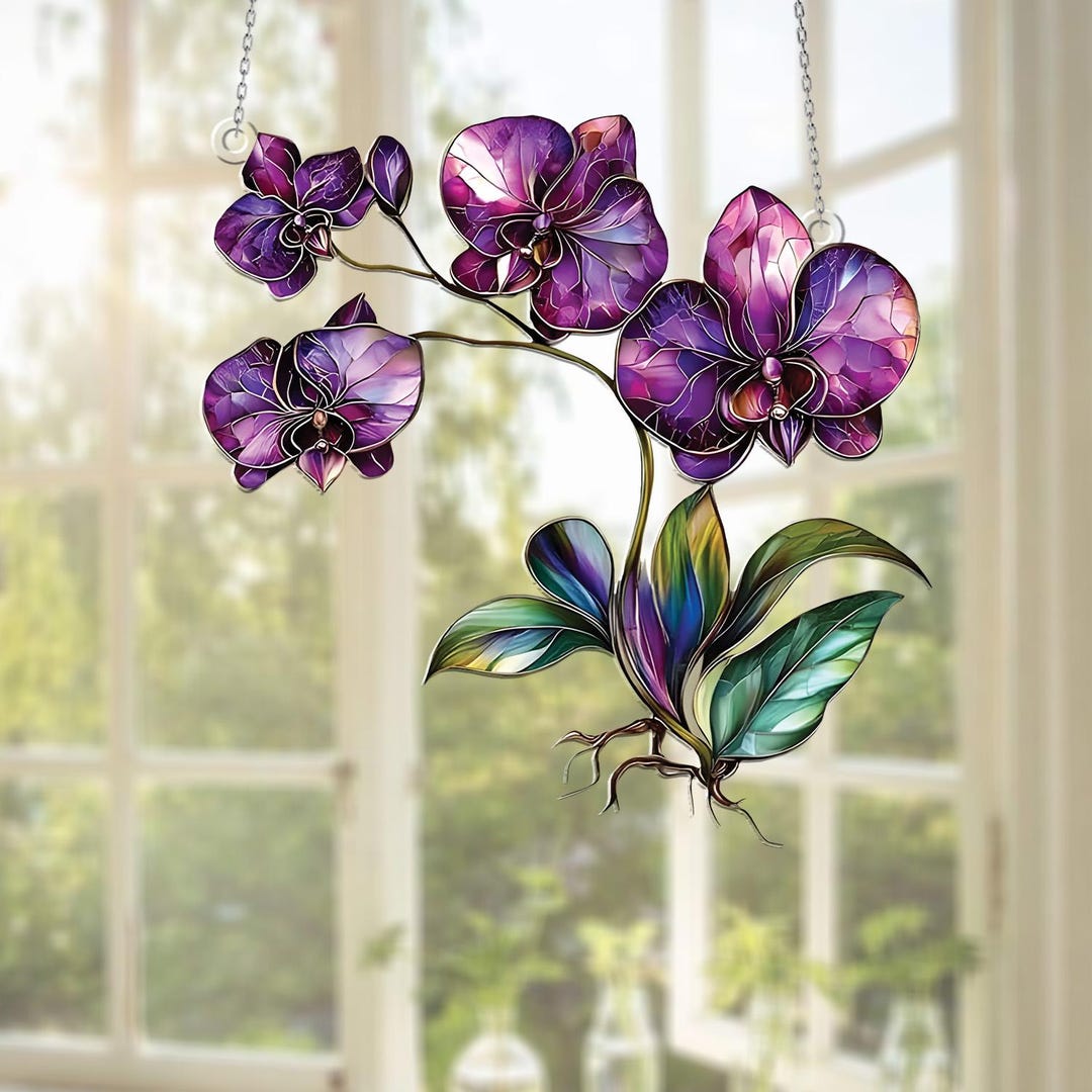 Orchid Flower Acrylic Window Hanging, Orchid Lovers Gift, Housewarming ...