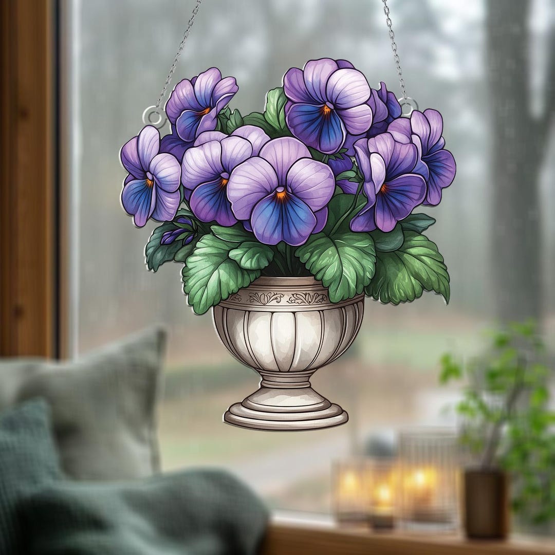 Violet Flower Acrylic Window Hanging, Gifts for February Birthdays ...
