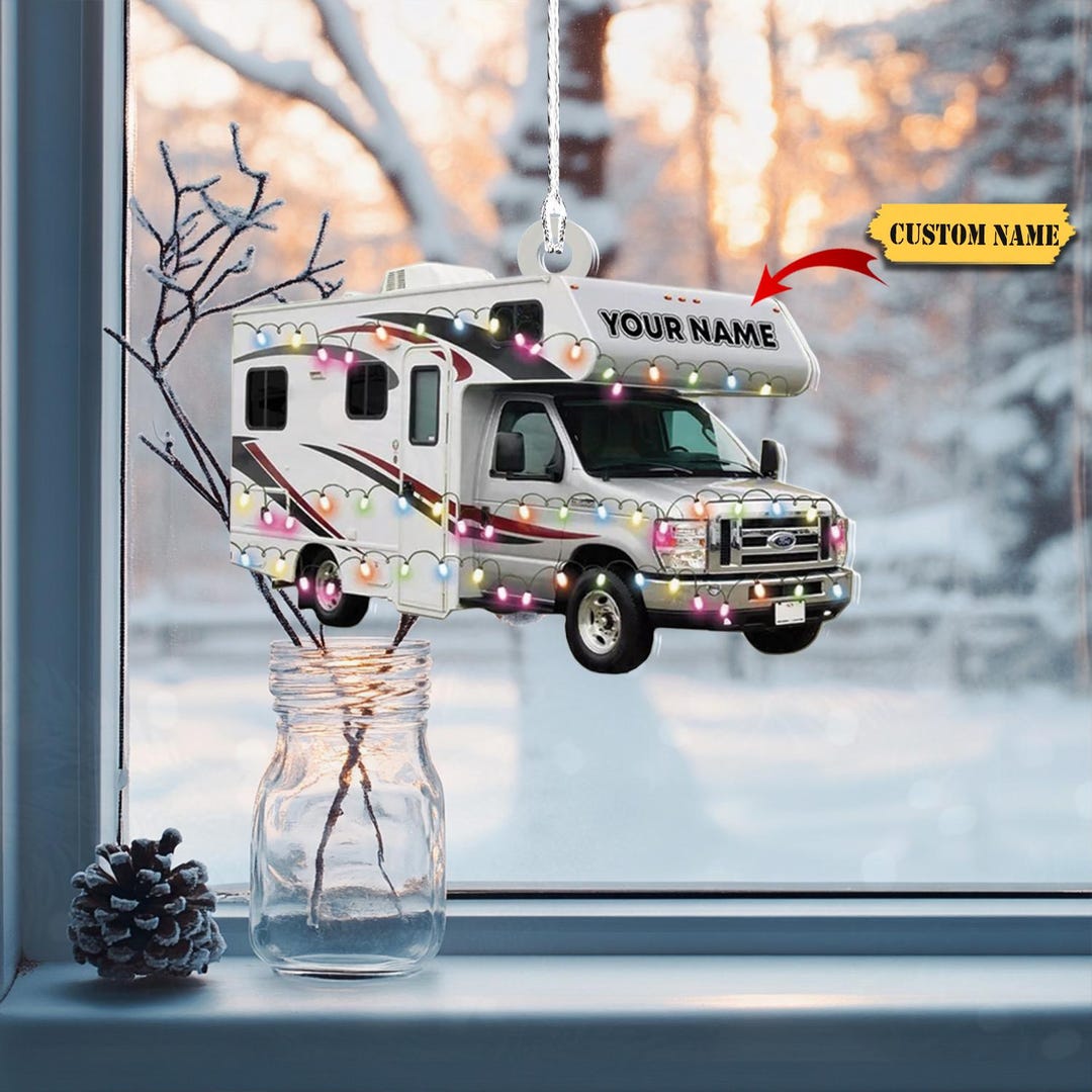 Travel Trailers Christmas Ornament 2D , Camper Van Tree Hanging Xmas ...