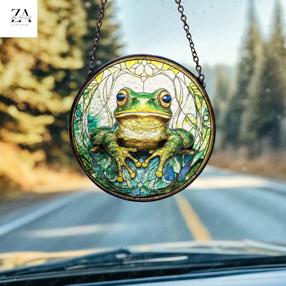 Frog Stained Glass Style Window Hanging Decor, Nature Lover Ornament ...