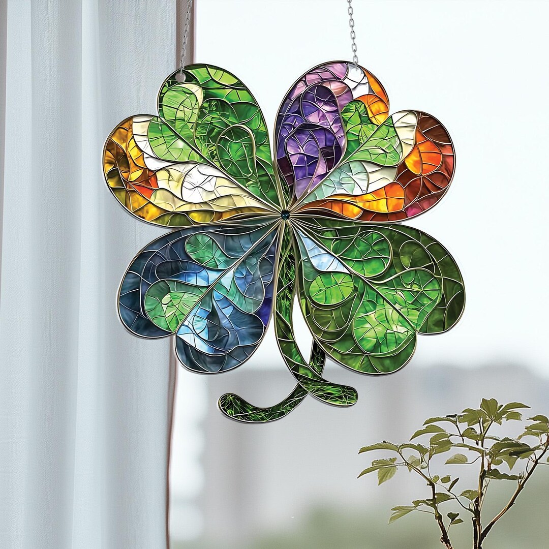 Shamrock Clover Window Hanging, Cross Window Hanging, Irish Decor, St ...