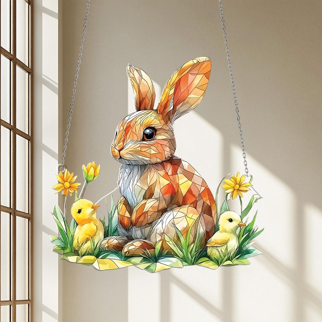 Rabbit Acrylic Window Hanging, Easter Holiday Gift, Bunny Decor, Rabbit ...