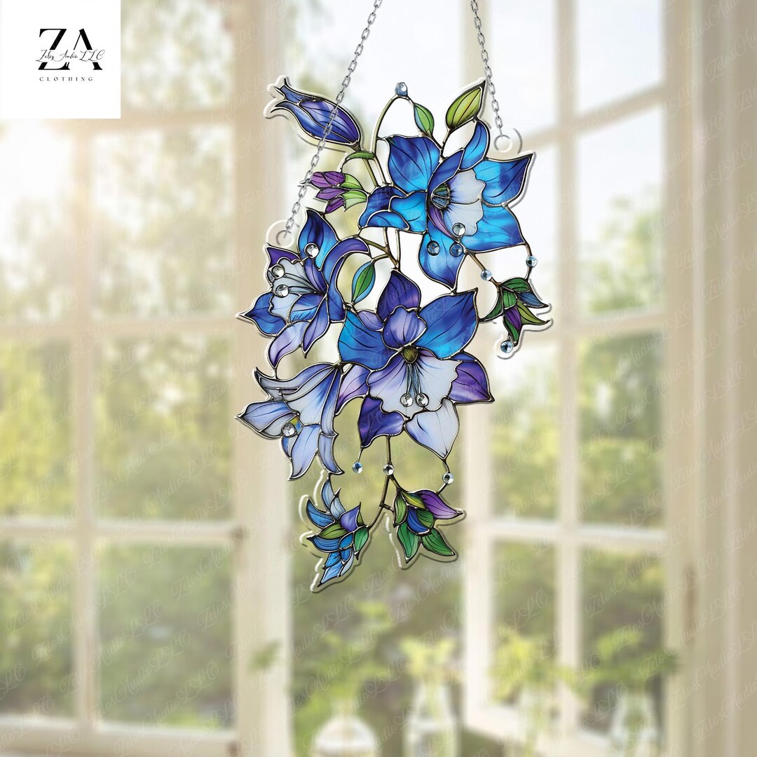 Columbine Flower Acrylic Window Hanging, Flower Hanging Art Decor ...