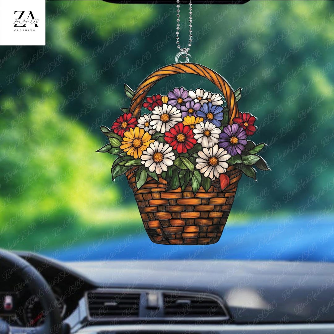 Colorful Flower Basket Acrylic Window Hanging, Colorful Art Panel for ...