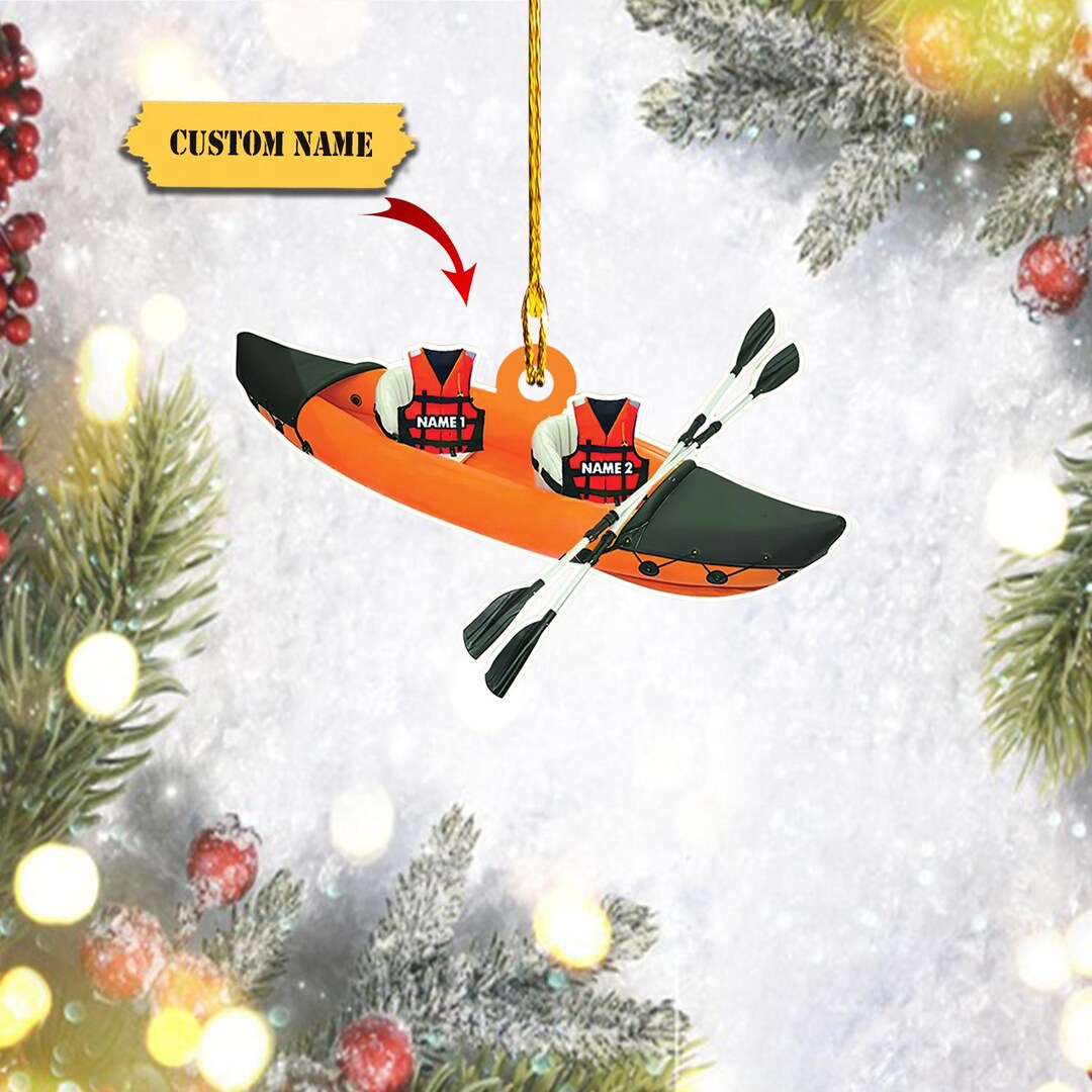 Personalized Kayak Ornament 2D, Kayak Xmas Tree Ornaments Presents ...