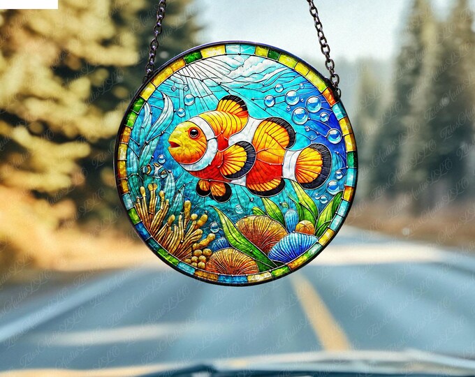 Blue Tang Stained Glass Window Cling Window Sticker Decal No Adhesive ...