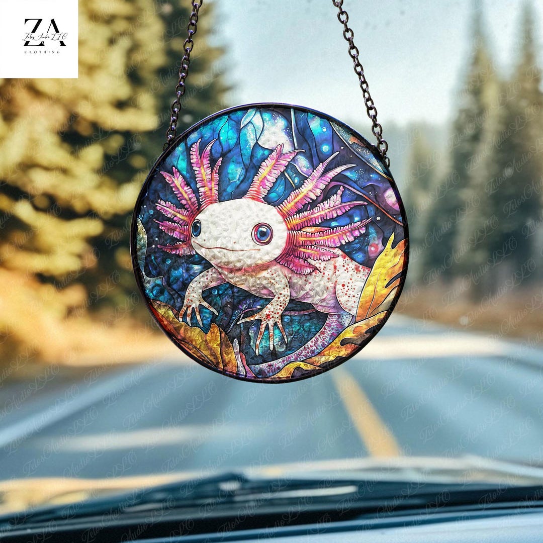 Axolotl Stained Glass Style Window Hanging Decor, Unique Aquatic ...