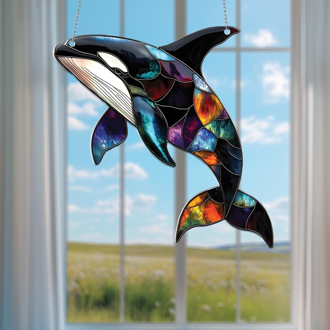 Whale Acrylic Window Hanging, Beach and Sea Life Home Decor, Ocean ...