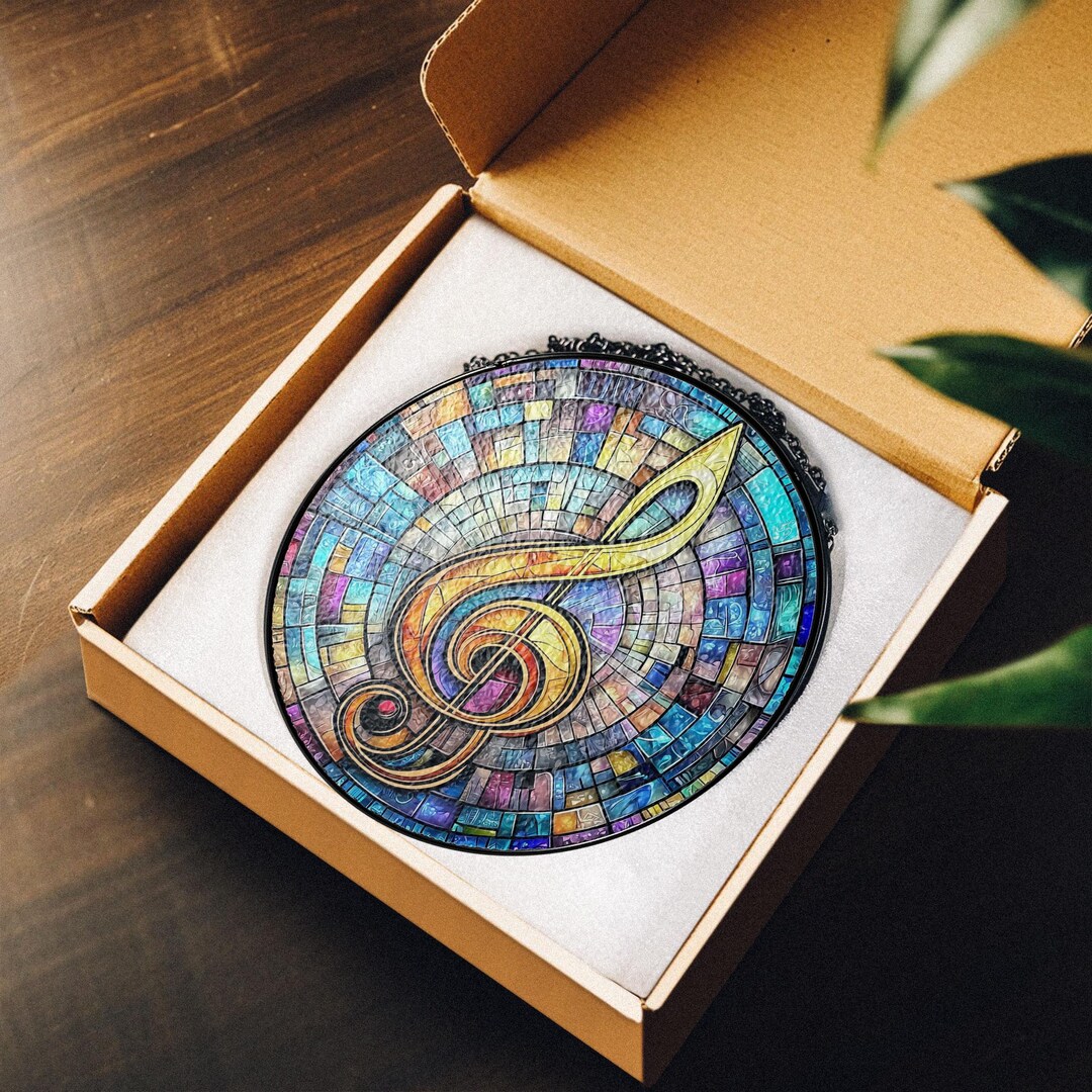 Musical Stained Glass Suncatcher, Music Teacher Gift, Music Lover Gift ...