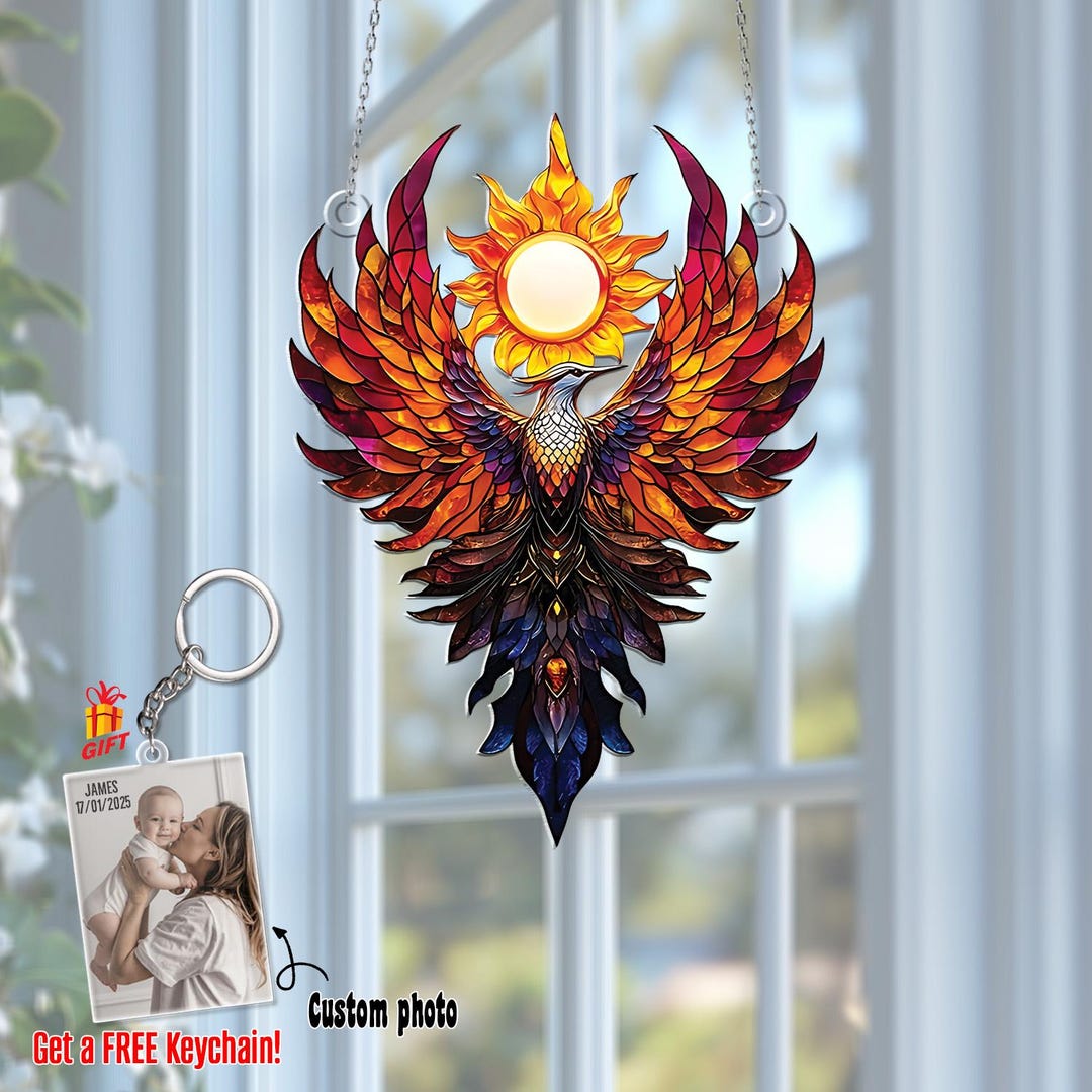 BUY 1 Get 1 FREE KEYCHAIN | Sun Phoenix Acrylic Window Hanging ...