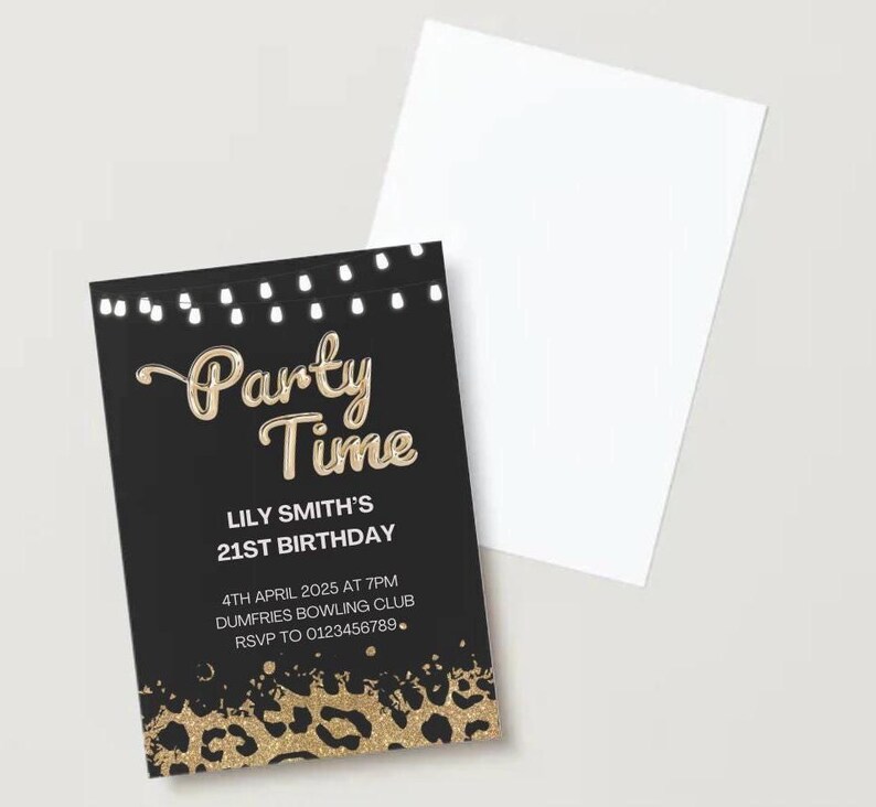 Black Leopard Print Party Invitation. Sleek, Modern and Personalised ...
