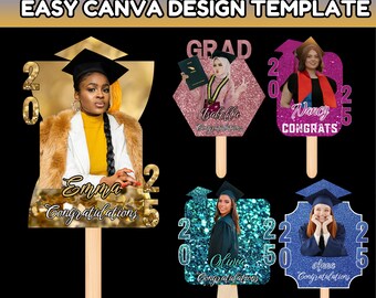 Grad Fan Canva Editable Template, Class of 2025 Graduation Paddle ...