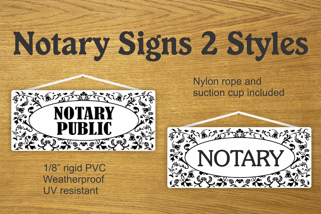 Notary or Notary Public Sign for Wall or Window With Rope and Suction ...