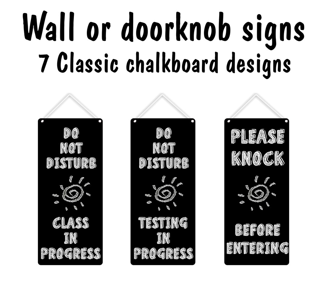 Wall or Doorknob Signs in Chalkboard Design. Classroom, Home Office ...