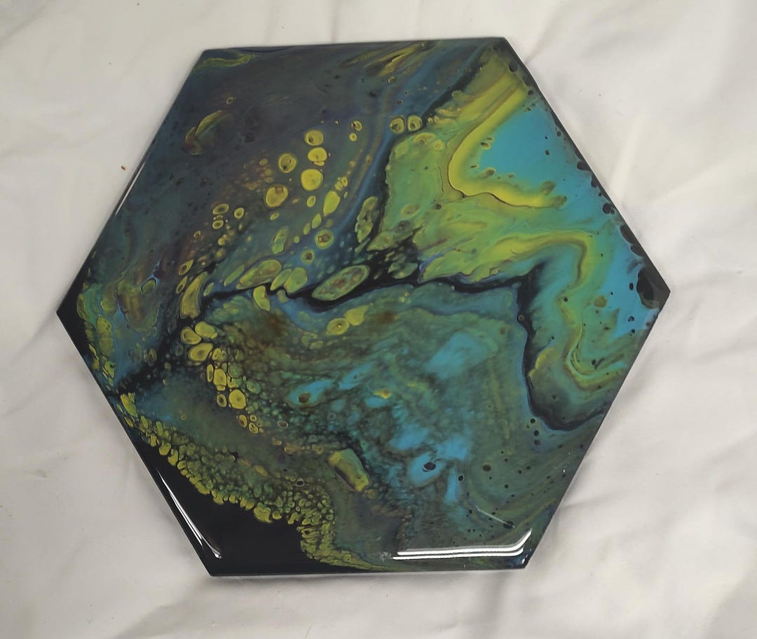 Painted Ceramic Tile Trivet With Epoxy Resin - Etsy