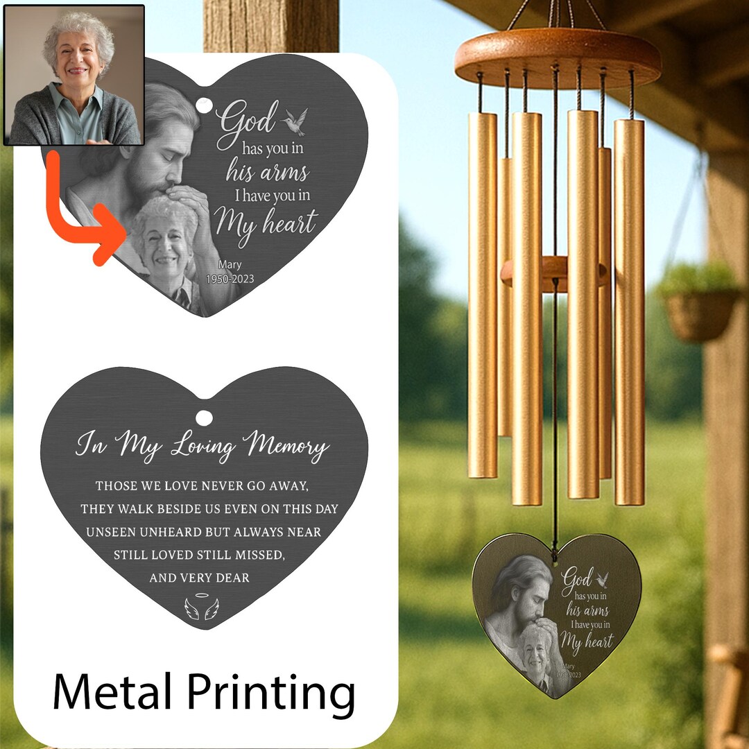 Personalized Memorial Wind Chime for Loved One, Custom Photo ...
