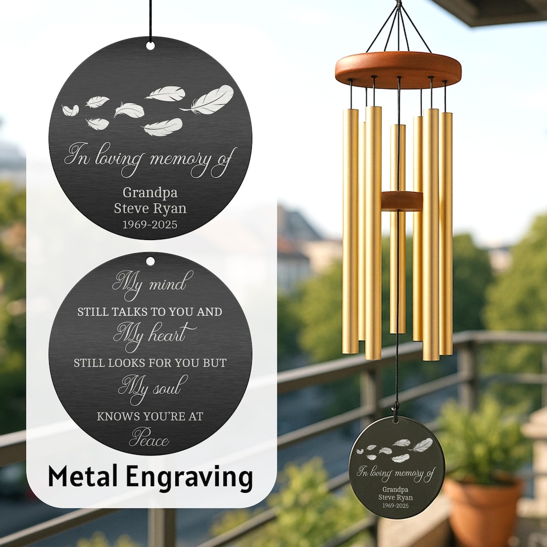 Personalized Memorial Wind Chime for Loss of Loved One, Custom in ...