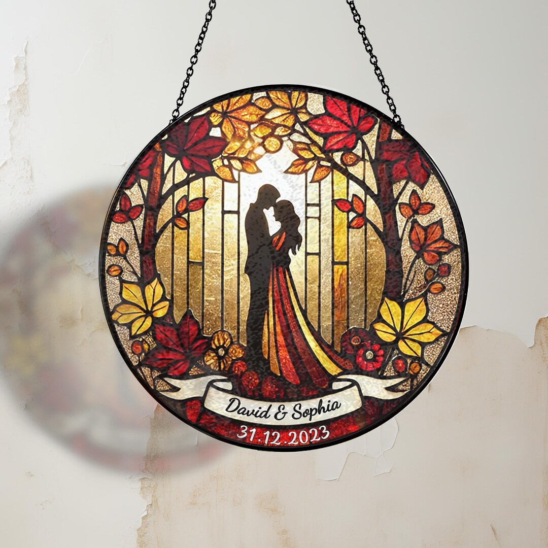 Custom Wedding Stained Glass Suncatcher Mr. & Mrs. Ornament Thoughtful ...