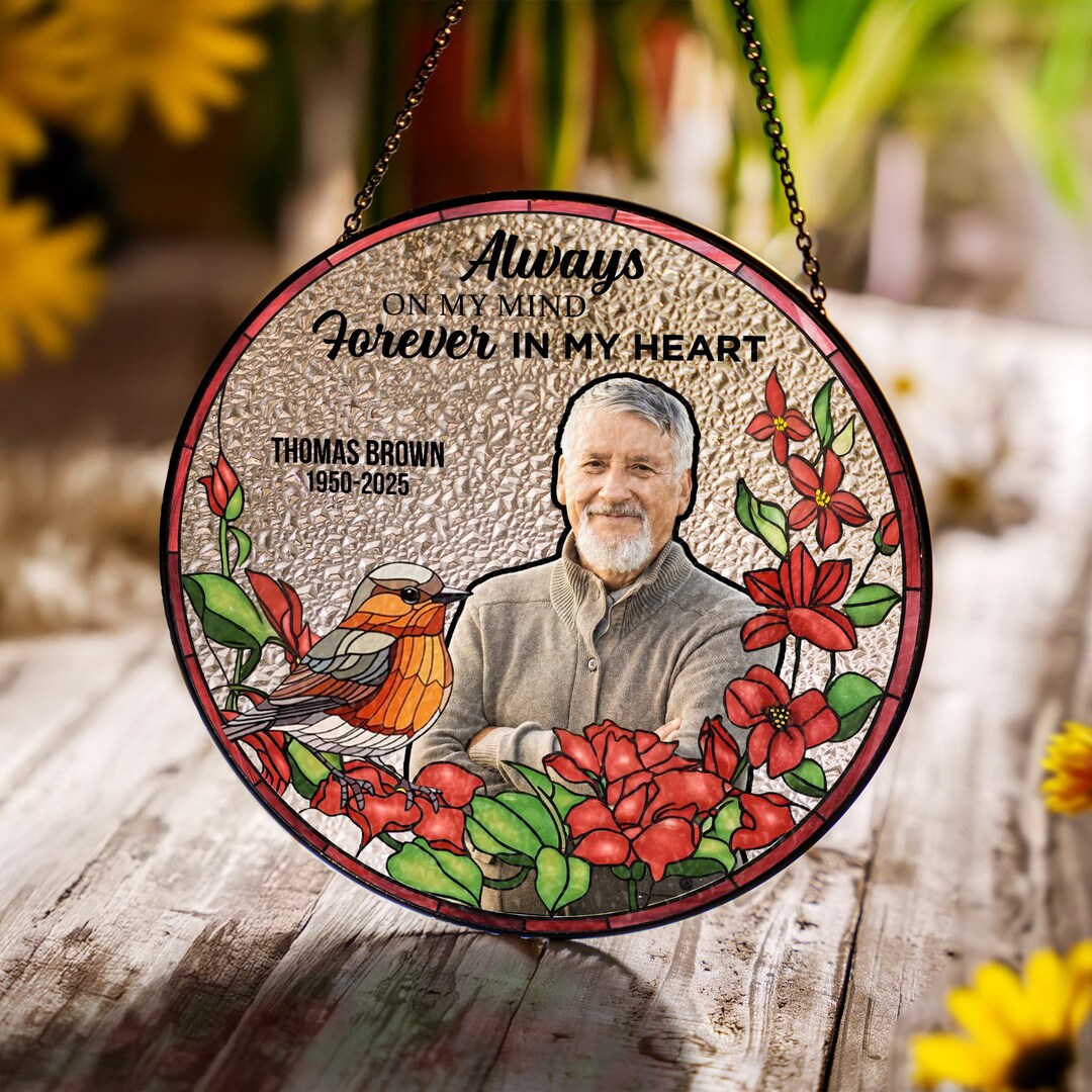 Customized Memorial Photo Stained Glass Suncatcher – A Beautiful ...