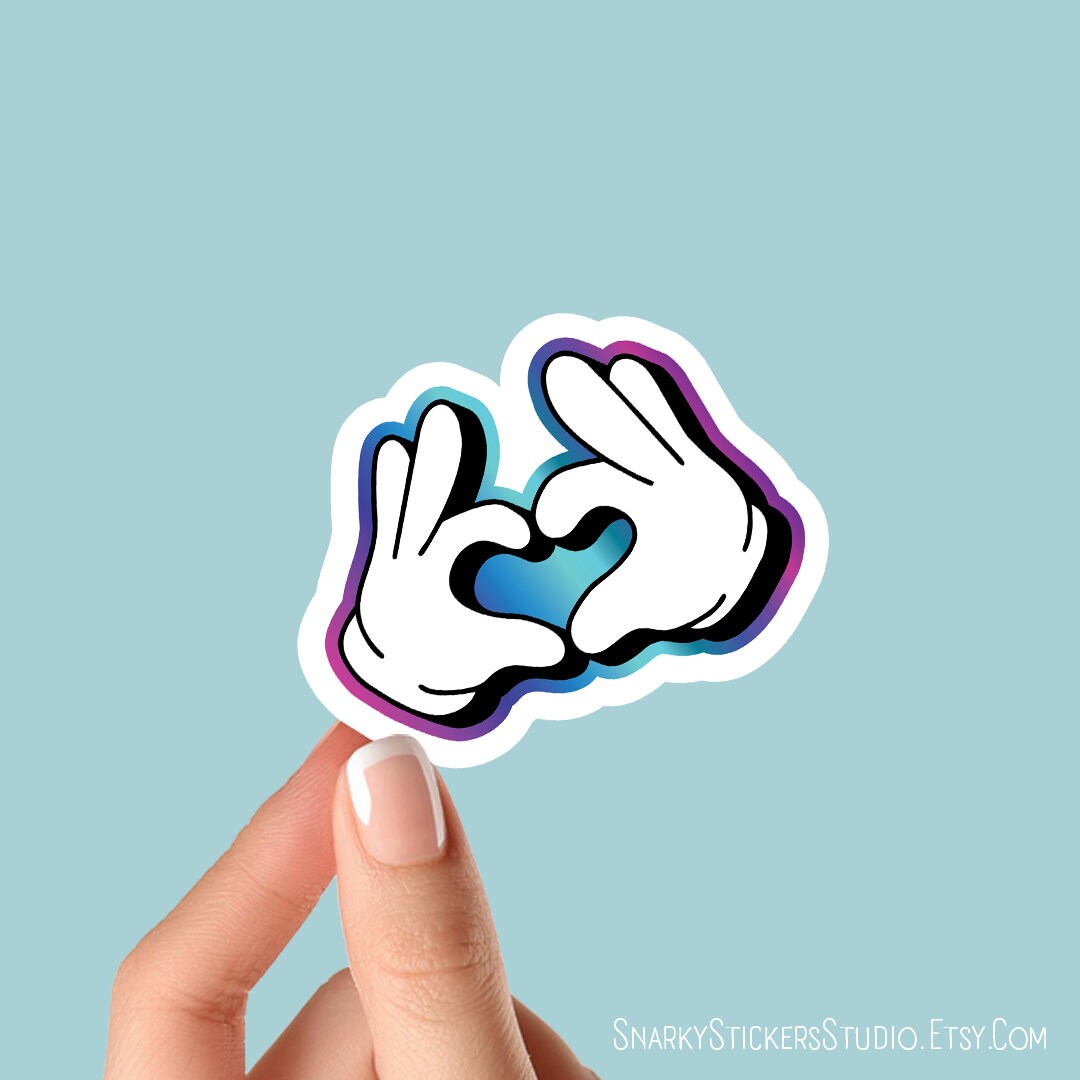 Rainbow Heart Hands Sticker, Fancy, Fun, Gift, Colourful, Water ...