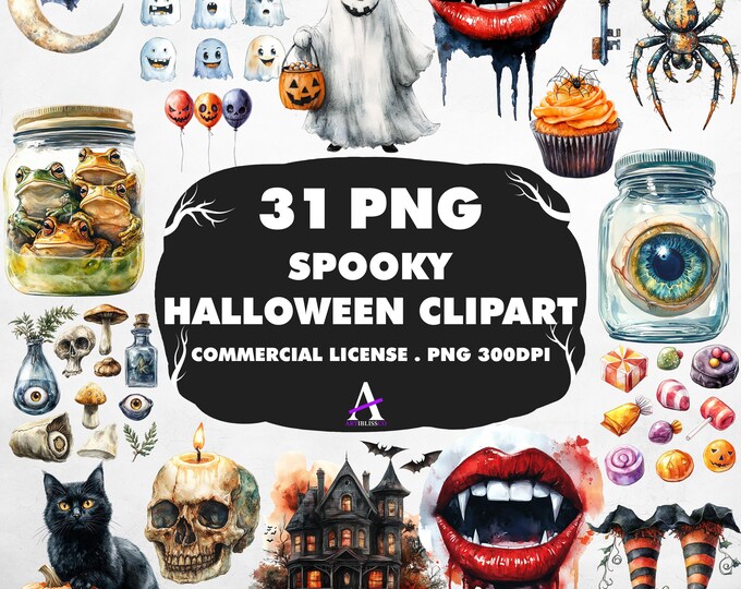 Halloween Clipart PNG Spooky Clipart Halloween Art Graphics Ghost ...