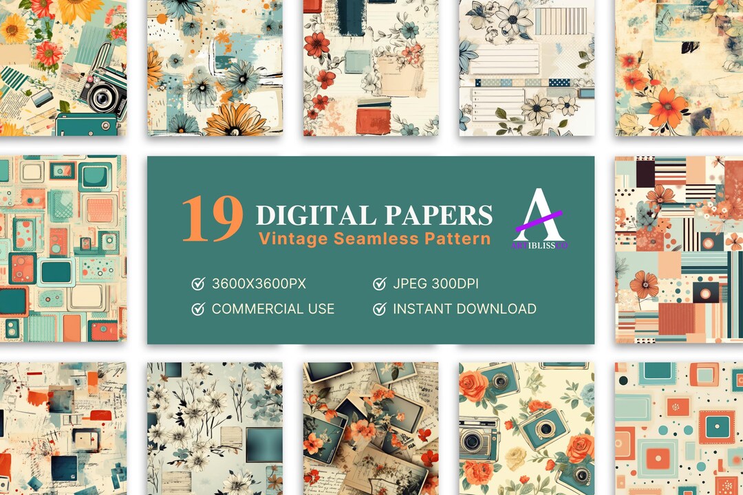 Vintage Floral Digital Papers , Floral Pattern , Floral Textures ...