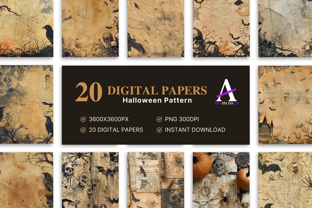 Halloween Seamless Digital Paper , Texture, Instant Downloads, 20 ...