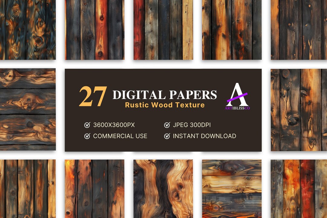 Rustic Wood Digital Papers , Rustic Wood Pattern , Wood Textures ...