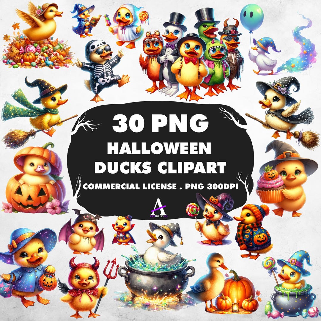 Halloween Ducks Clipart Bundle, Halloween Clipart Bundle, Ducks PNG ...
