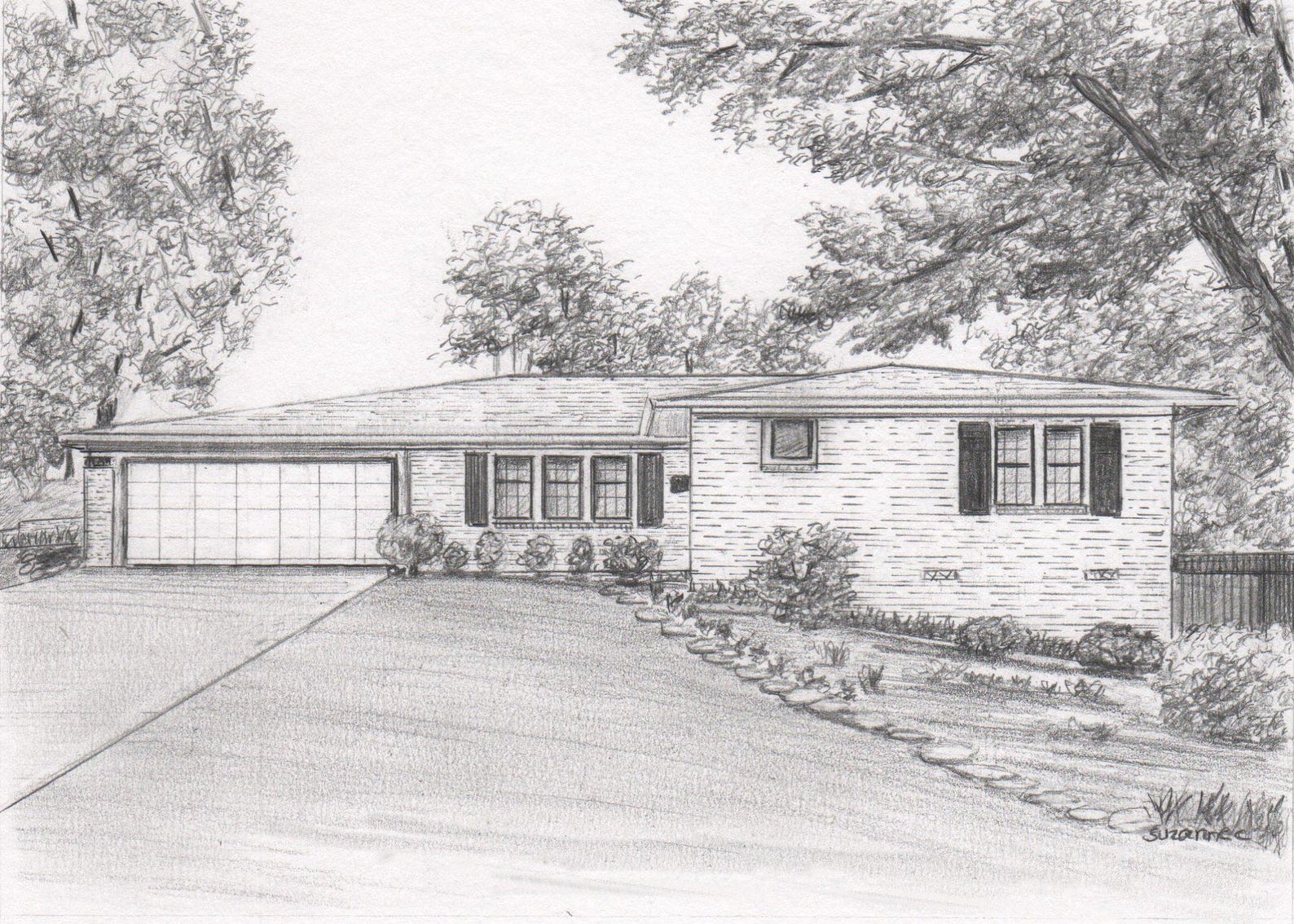 Custom HAND DRAWN HOME Pencil Sketch From Reference Photographs Realtor ...