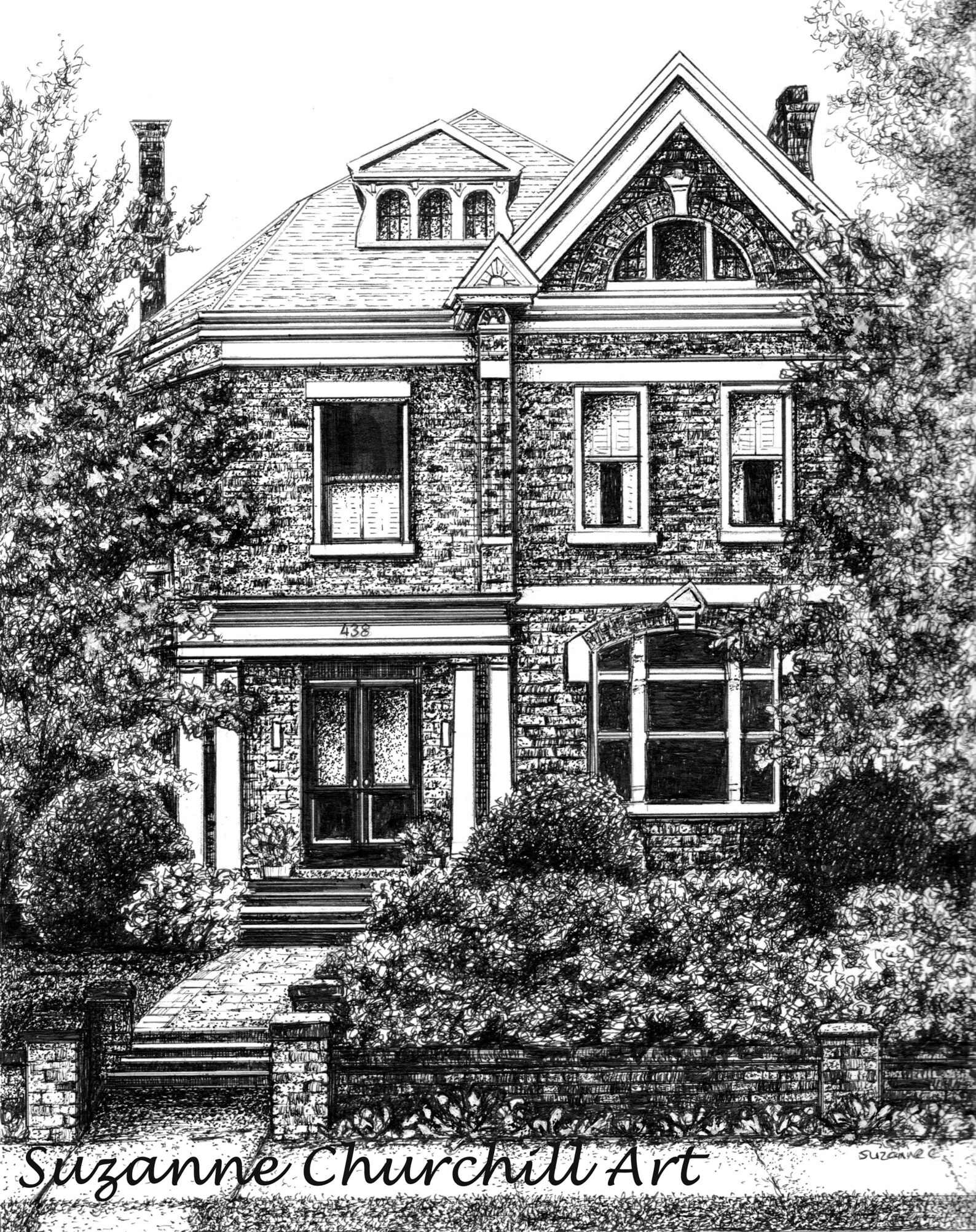 CUSTOM HOUSE PORTRAIT, Hand Drawn in Pen & Ink From Your Reference ...