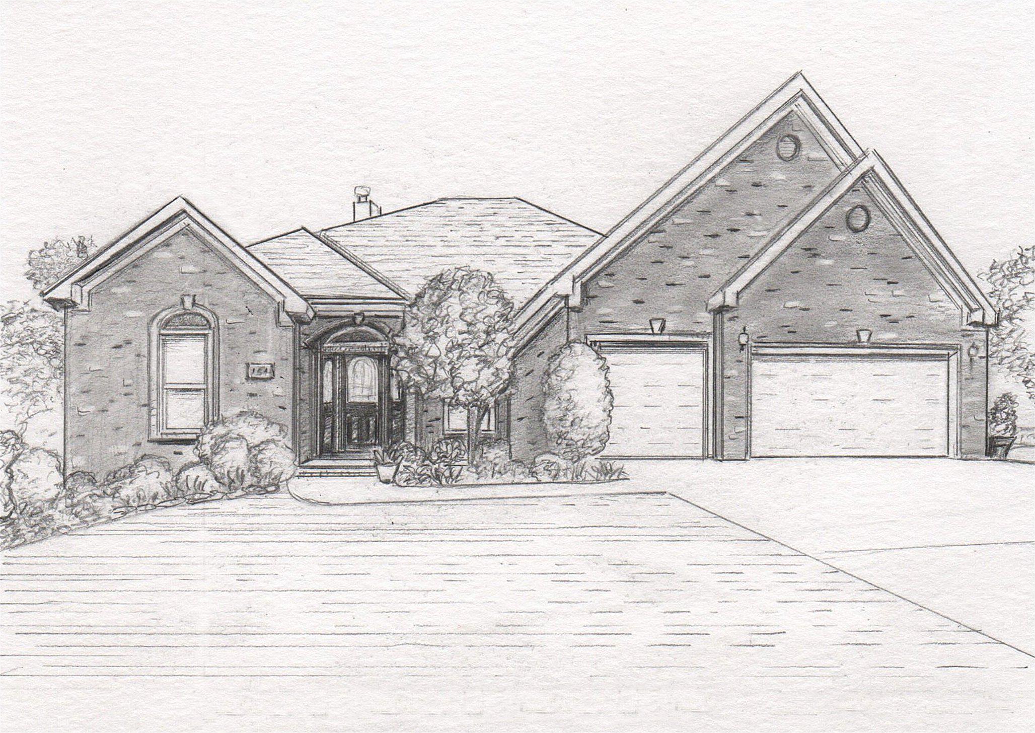 Custom HAND DRAWN HOME Pencil Sketch From Reference Photographs Realtor ...