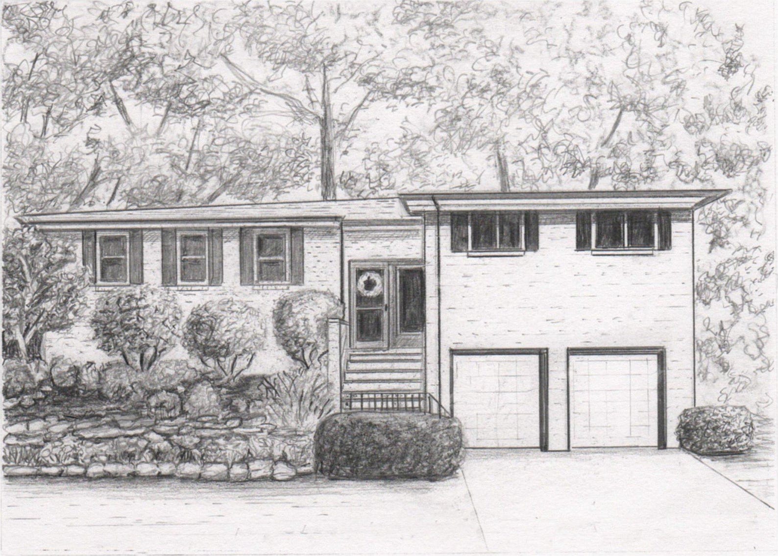 Custom HAND DRAWN HOME Pencil Sketch From Reference Photographs Realtor ...