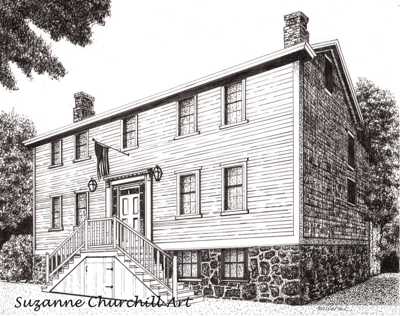 COMMISSIONED INK HOUSE Sketch, Hand Drawn From Your Reference Photo ...