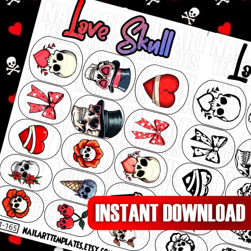 Skull Nail Art - Etsy