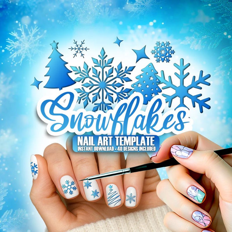 Snowflake Design in Nails - Etsy