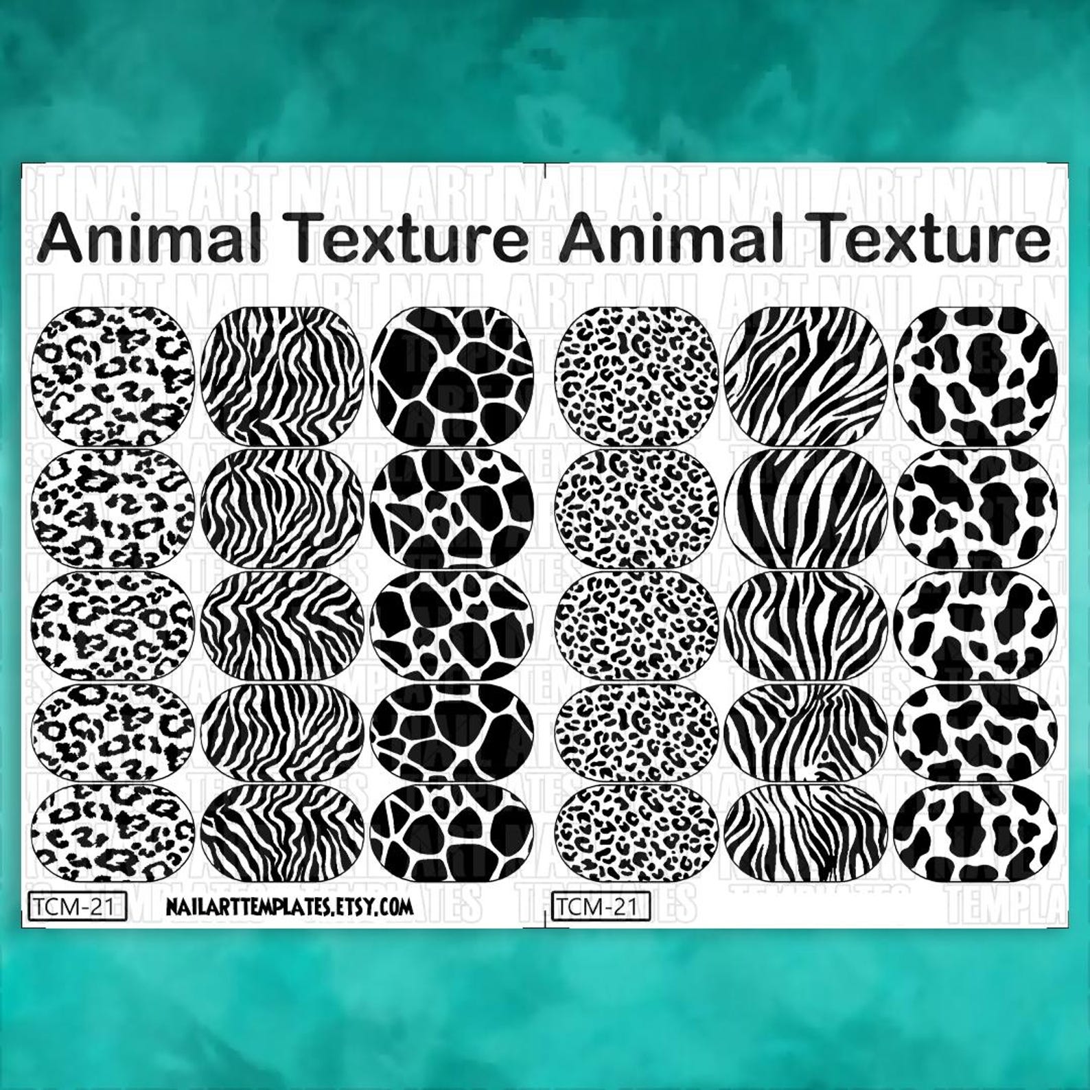 Animal Texture Nail Art Templates | Wild Nail Decal Template | Practice ...