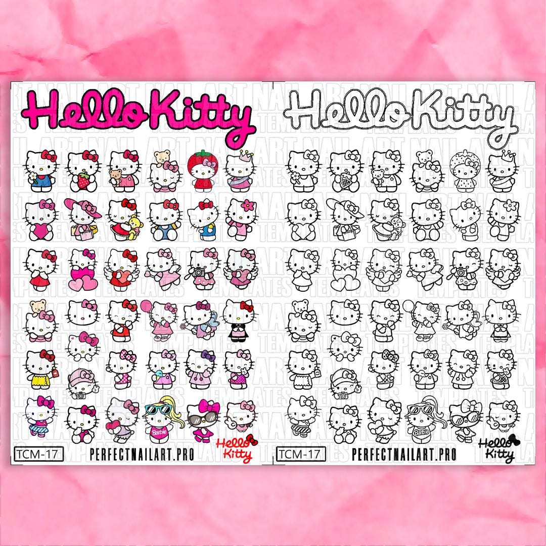 Printable Cartoon Nail Art Templates Bundle DIY Nail Sticker Practice ...