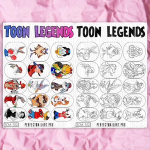 Cartoon Character Nail Art Templates Bundle | Printable Nail Designs ...