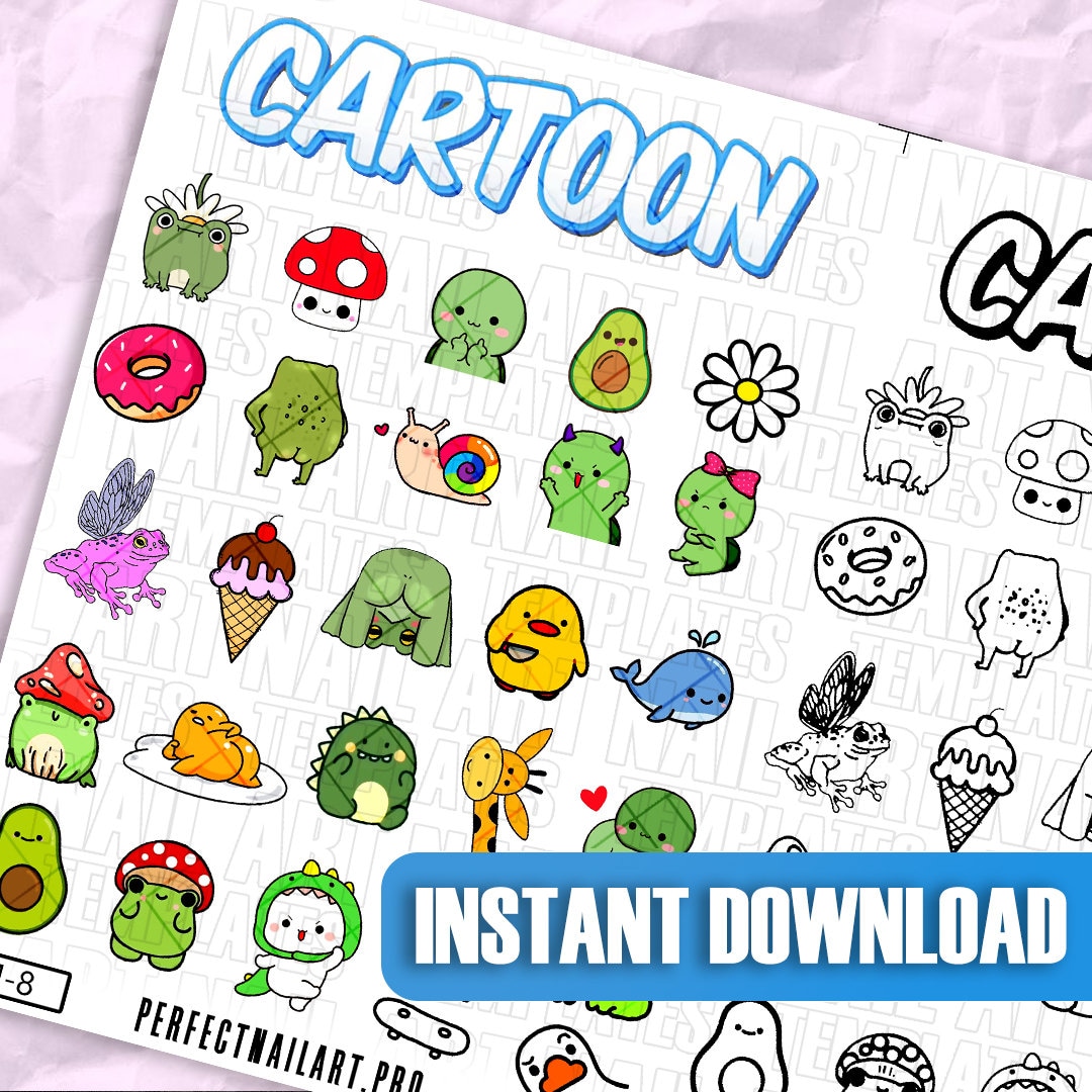 Fun Cartoon Character Nail Art Templates Nail Decal Sheets Practice ...