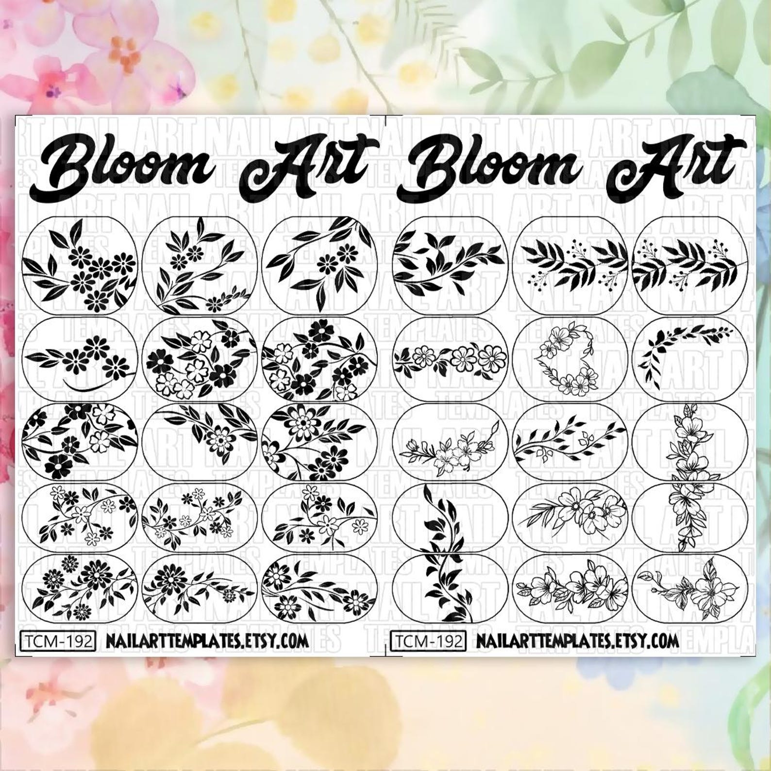 Botanical Nail Art | Floral Nail Decals | Bloom Outline Nail Stickers ...